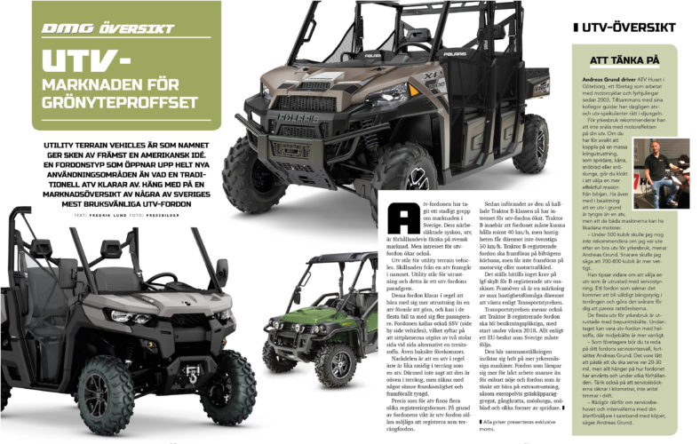Översikt UTV - Utility terrain vehicles | DMG - Den Moderna Grönytan